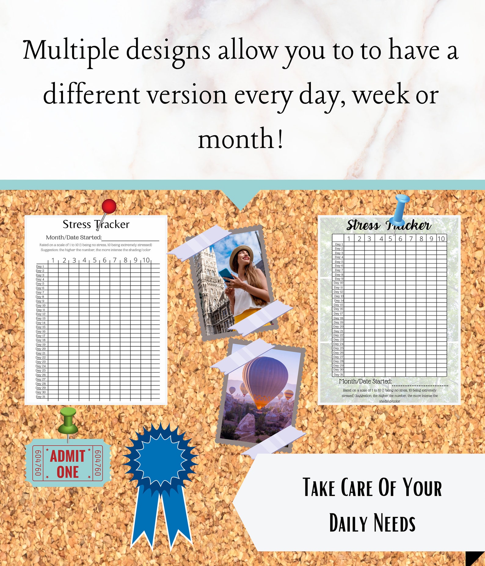Stress Tracker Monthly Stress Chart | Etsy