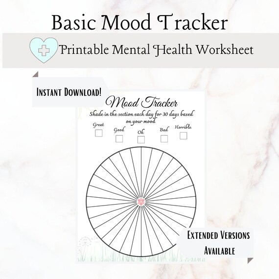Mood Tracker Basic monthly Mood Wheel - Etsy