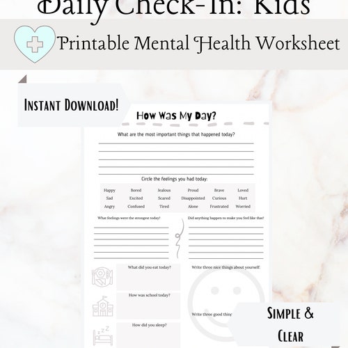 Kids Daily Check-in mental Health Thought Organizer - Etsy