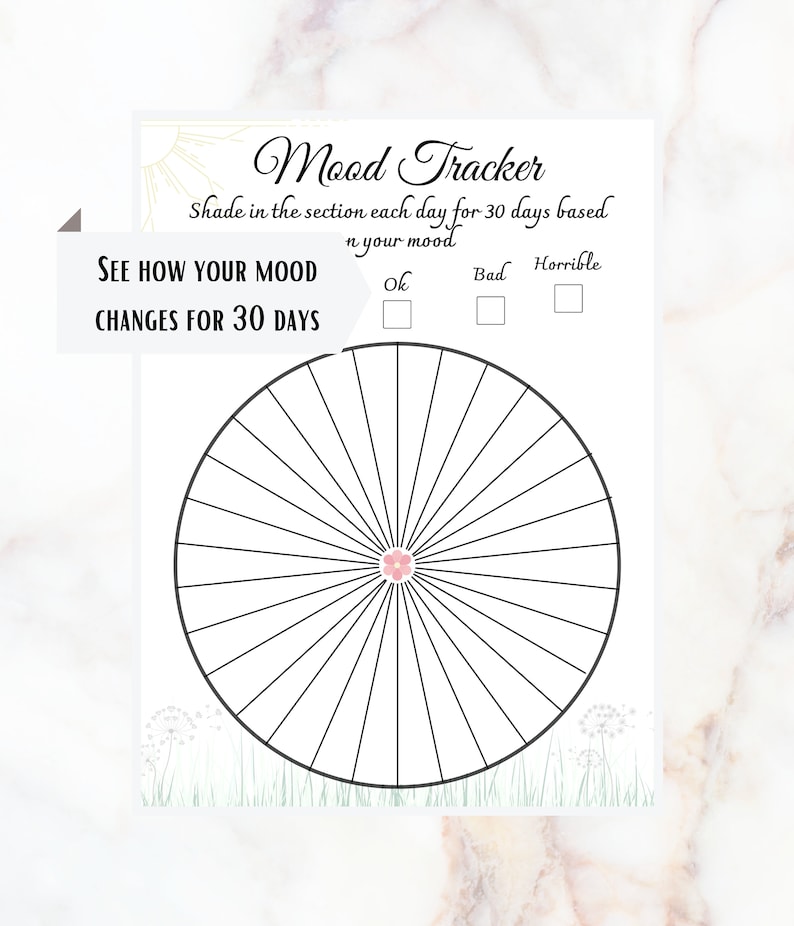 Mood Tracker, Basic, monthly Mood Wheel - Etsy