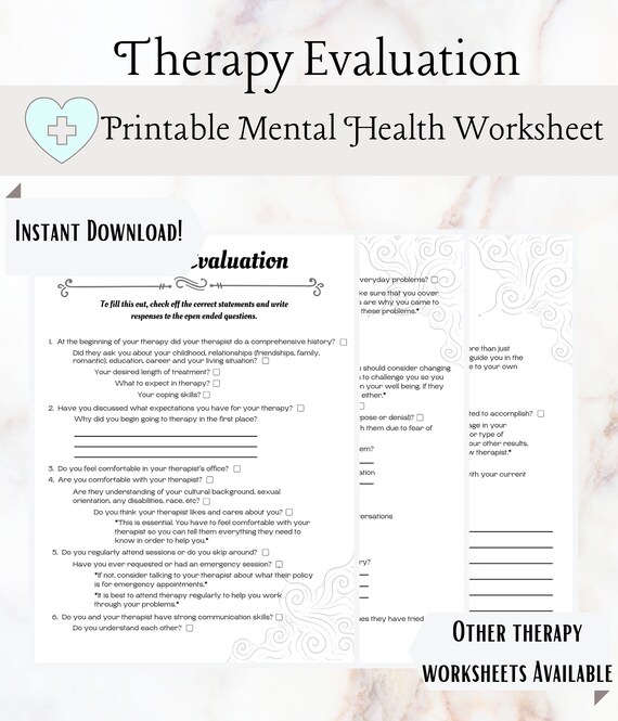 Therapy Evaluation mental Health Therapy Assessment | Etsy