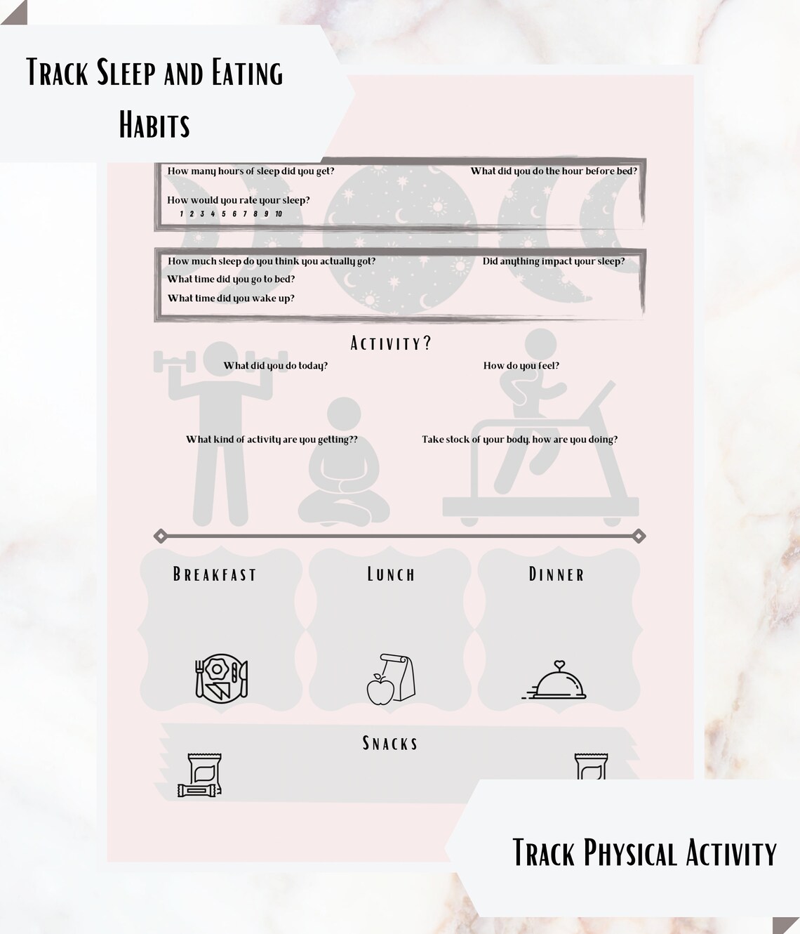 Mental Health Tracker daily Wellness Check (Instant Download) - Etsy