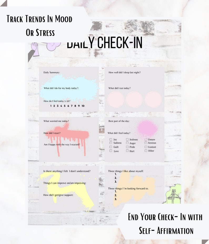 Daily Check-in (mental Health Thought Organizer) - Etsy