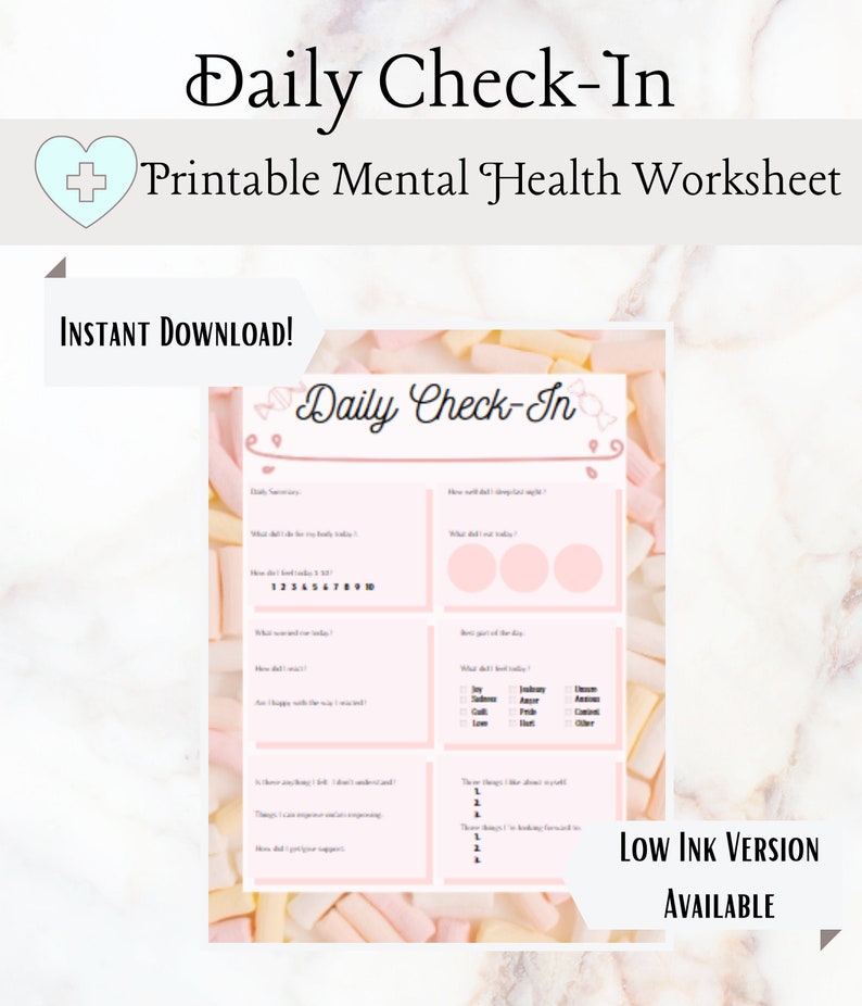 Daily Check-in (mental Health Thought Organizer) - Etsy