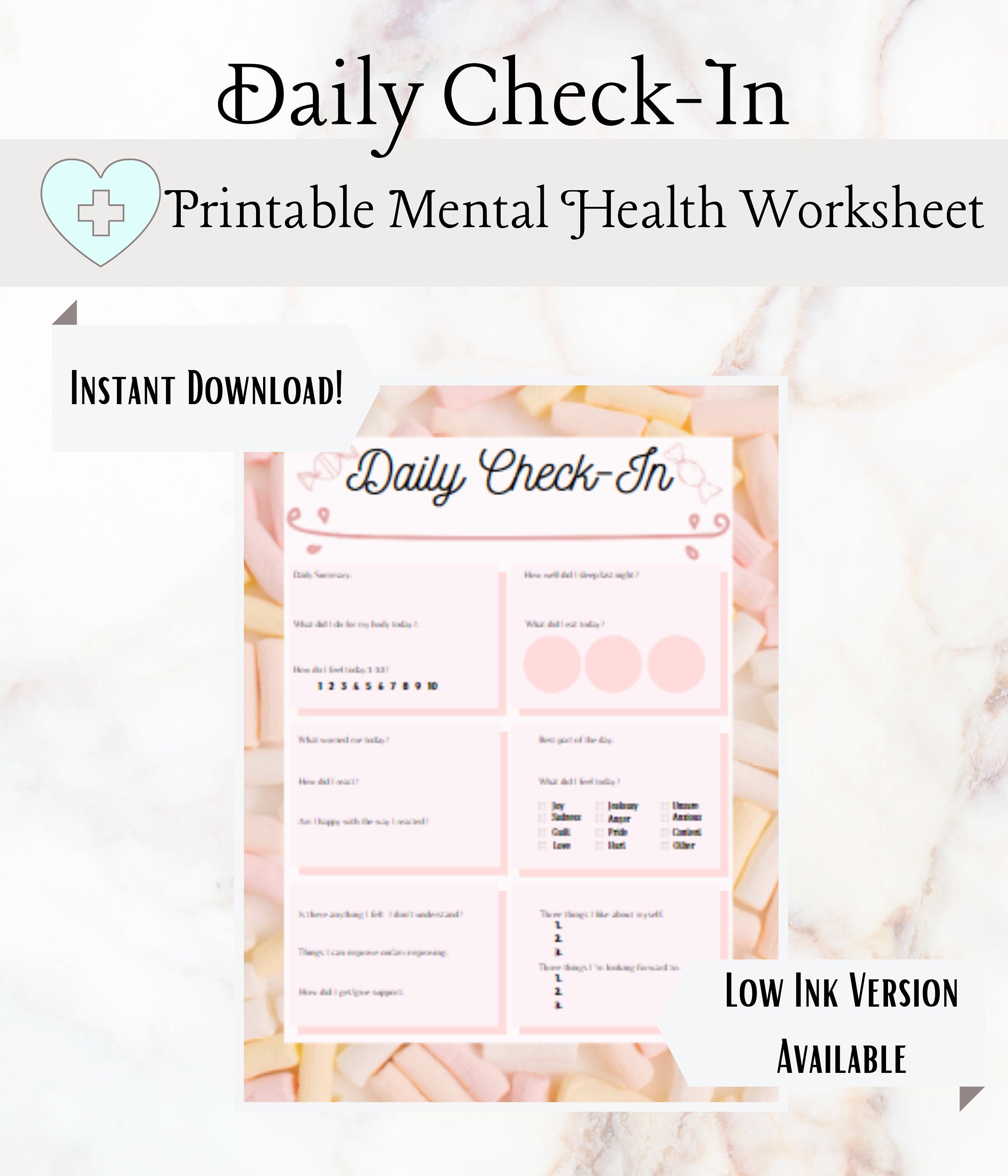 Daily Check-in mental Health Thought Organizer - Etsy
