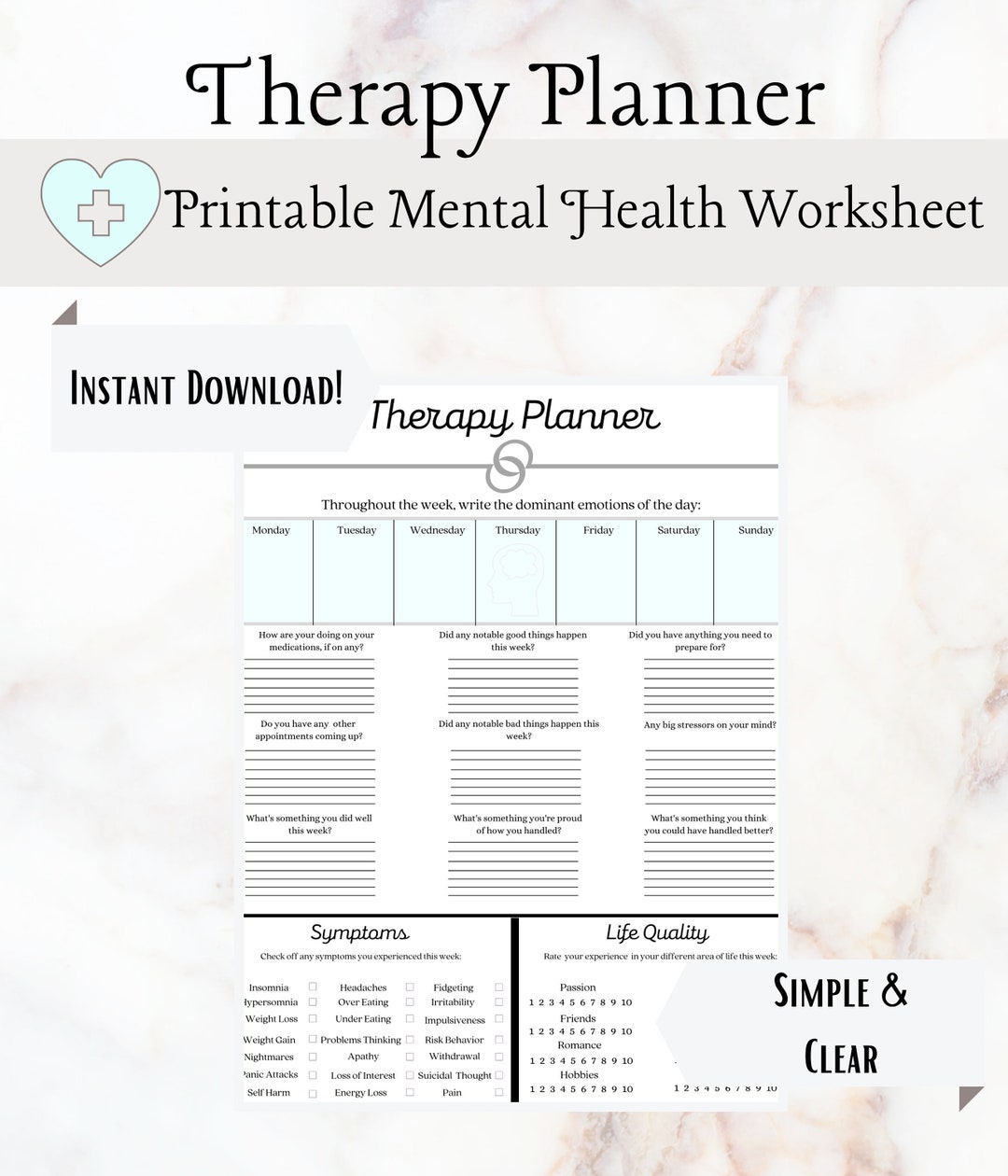 Therapy Planner (mental Health Therapy Thought Organizer) - Etsy