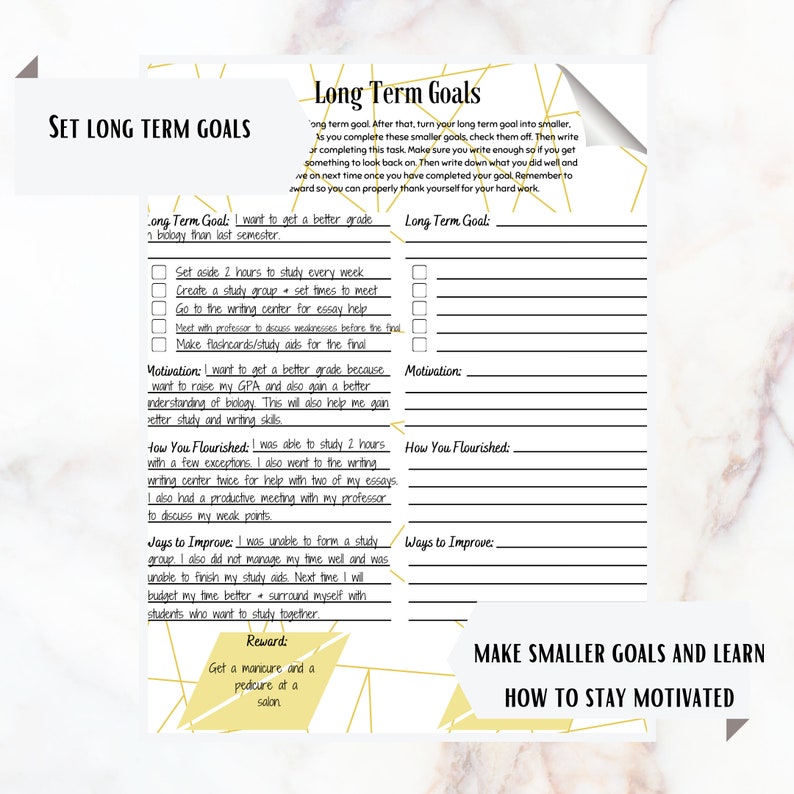 Academic Year Goals (goal Planning and Tracking Worksheet) - Etsy