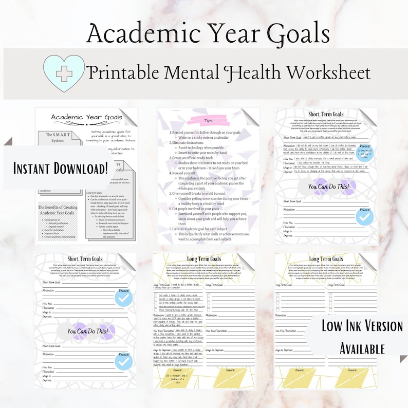 Academic Year Goals (goal Planning and Tracking Worksheet) - Etsy
