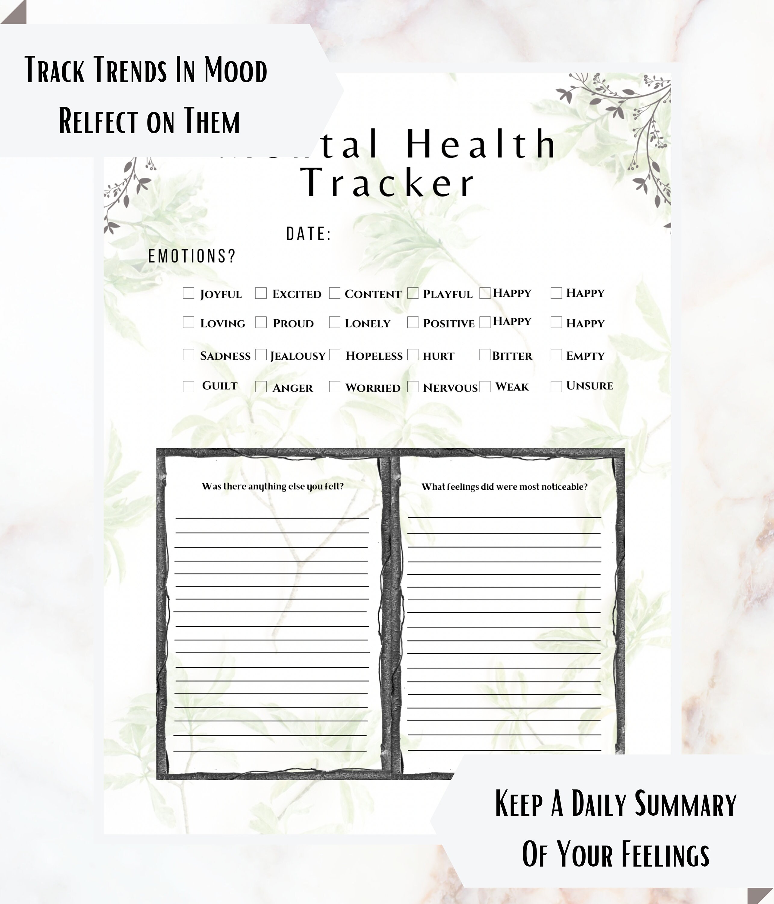 Mental Health Tracker (daily Wellness Check) - Etsy