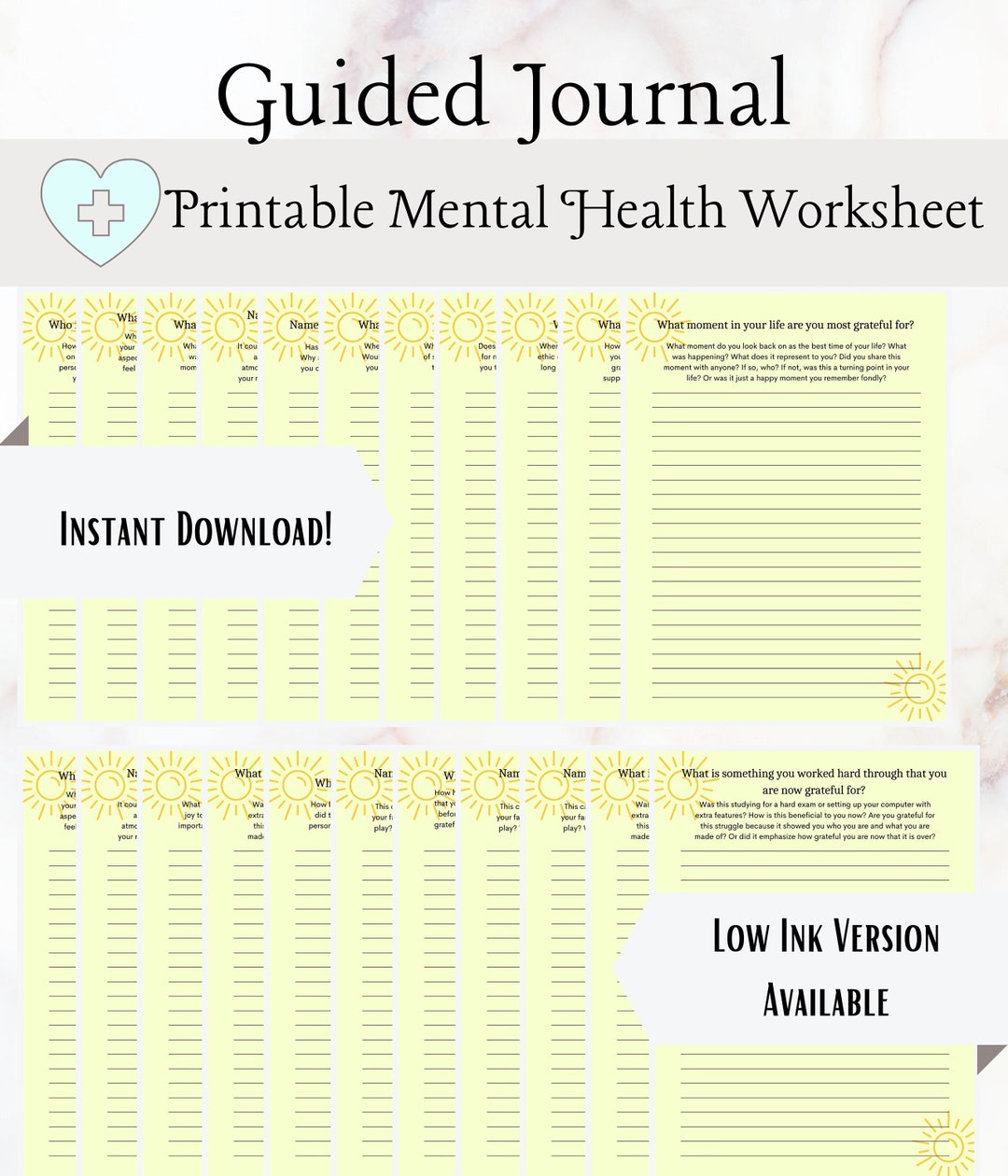 Guided Gratitude Journal (mental Health Printable Monthly Journal/31 ...