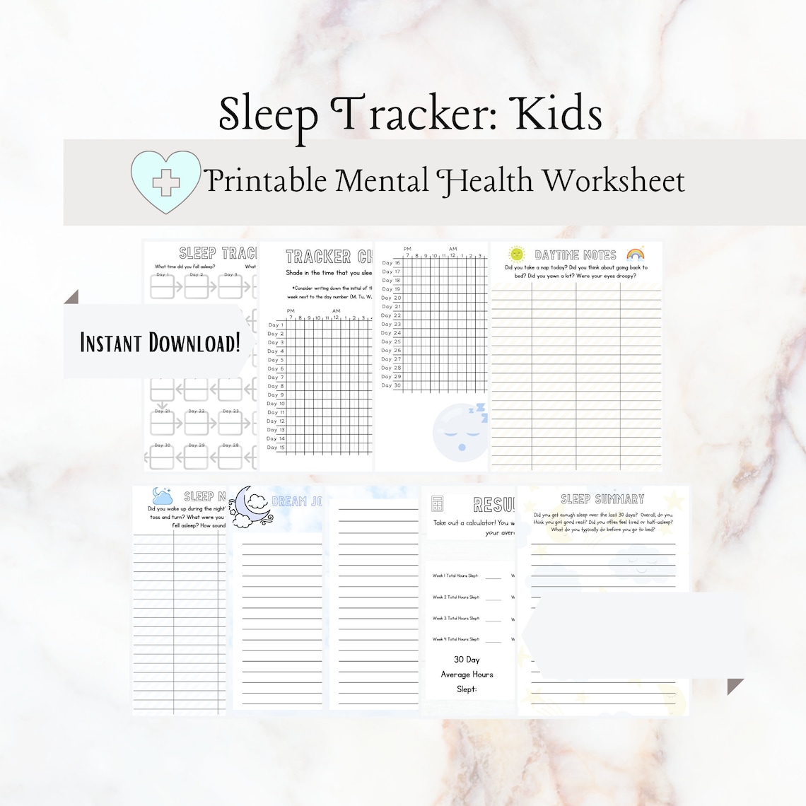 Kids Sleep Tracker monthly Sleep Chart - Etsy