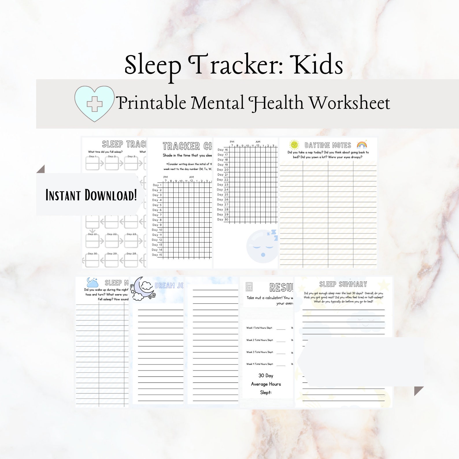 Kids Sleep Tracker, (monthly Sleep Chart) - Etsy