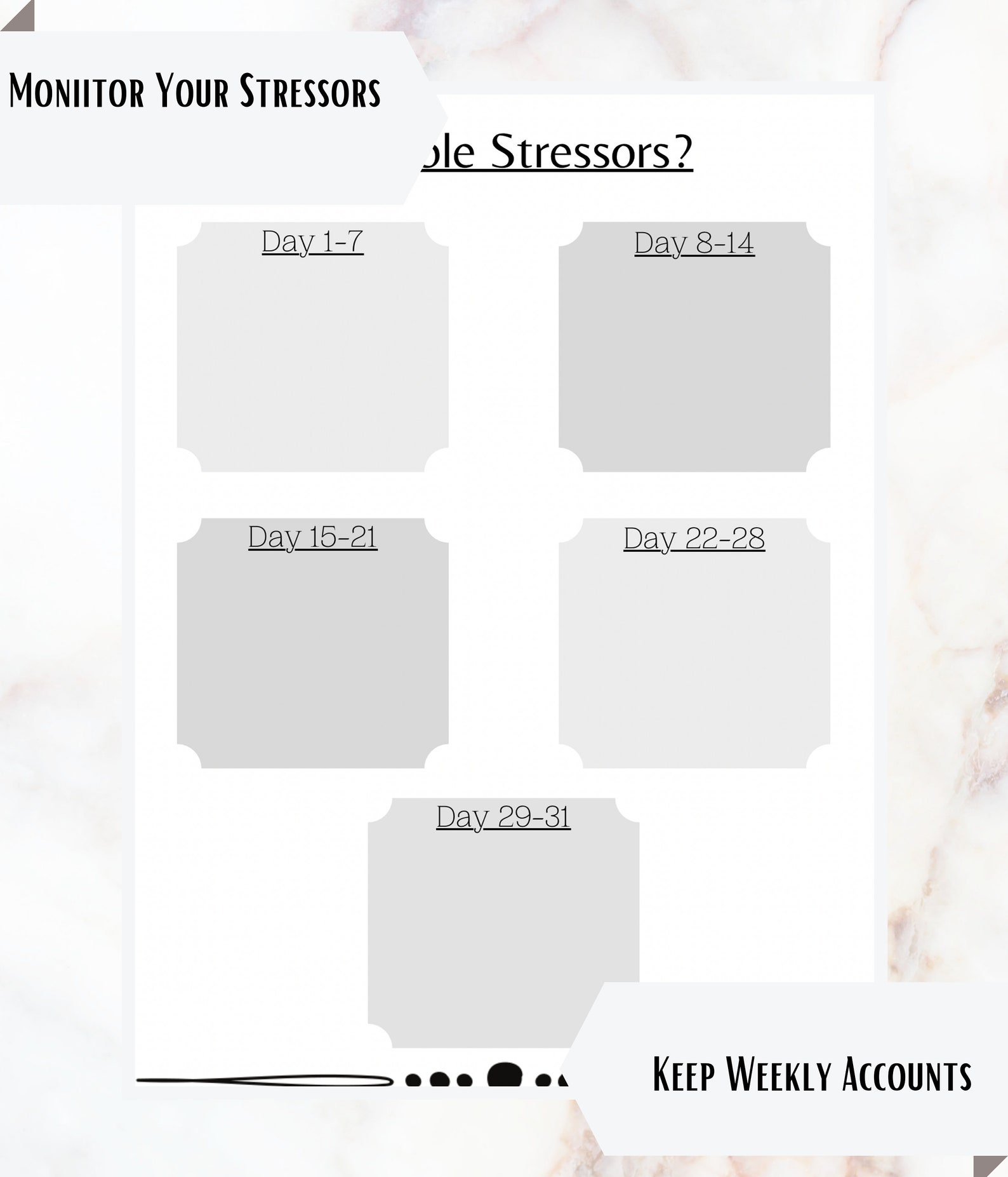 Stress Tracker monthly Stress Chart - Etsy