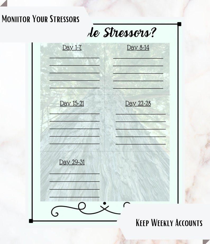 Stress Tracker monthly Stress Chart - Etsy