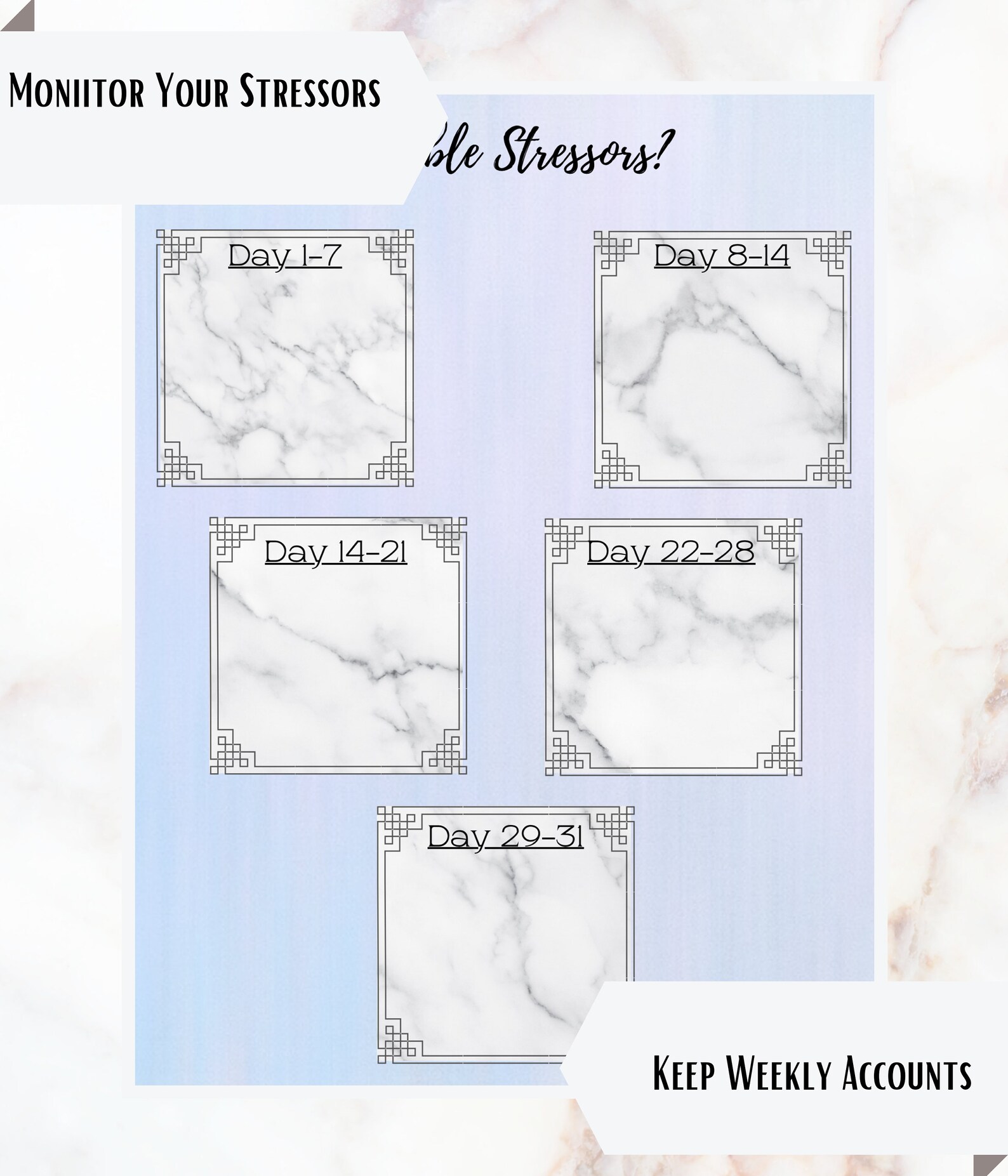 Stress Tracker monthly Stress Chart - Etsy