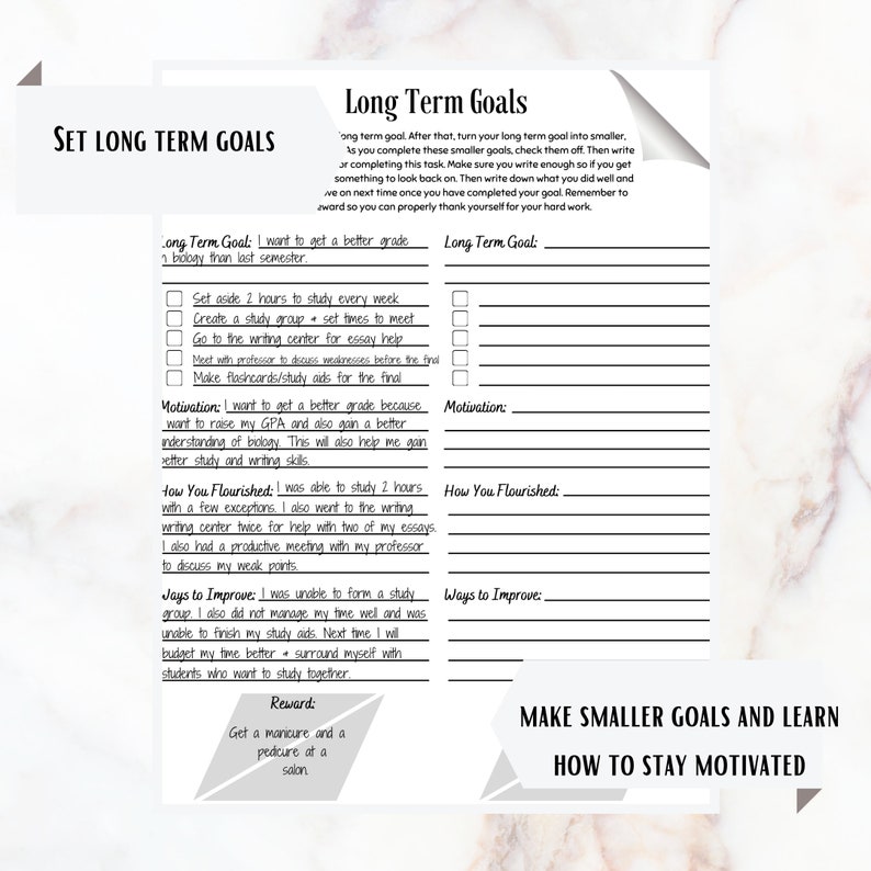 Academic Year Goals (goal Planning and Tracking Worksheet) - Etsy