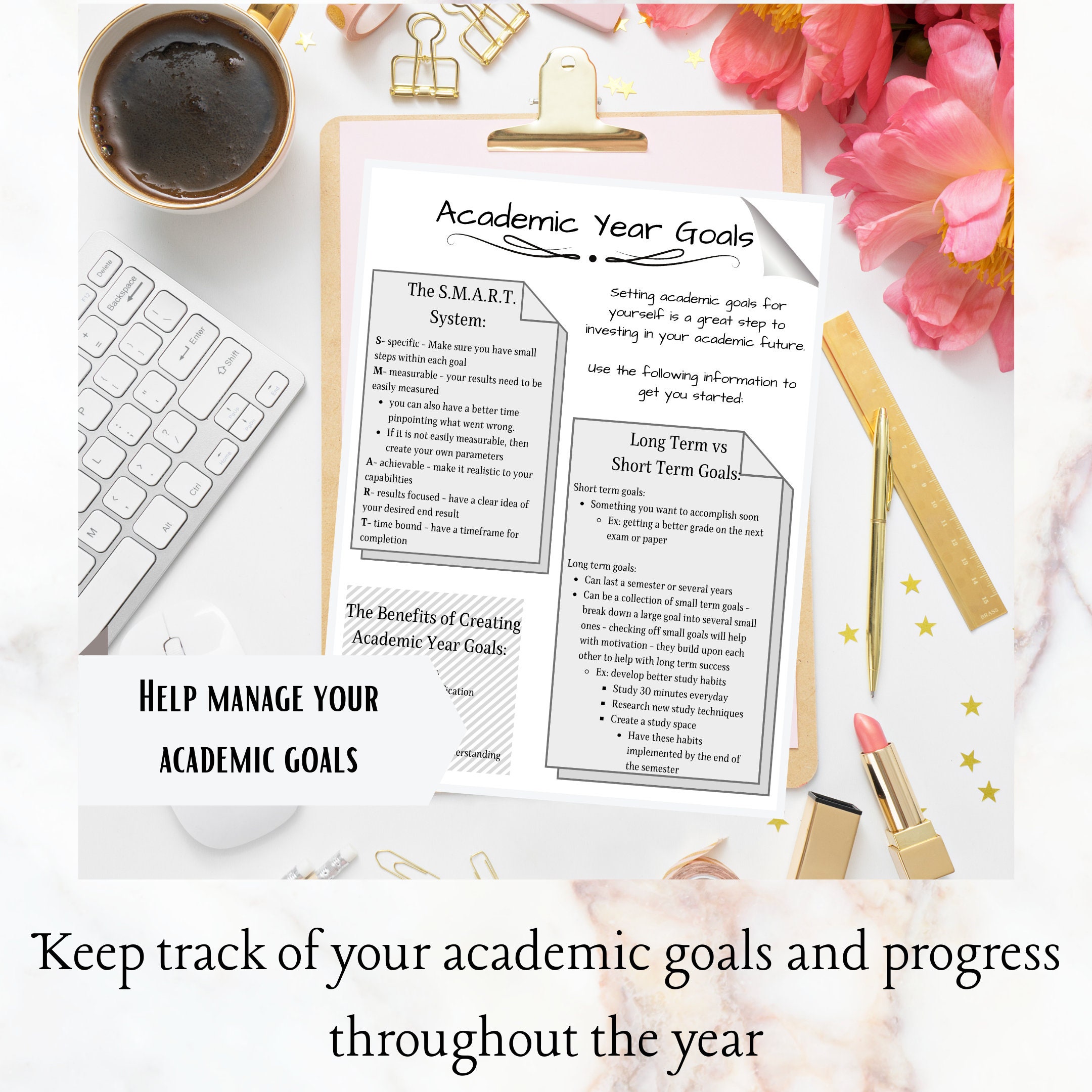 Academic Year Goals (goal Planning and Tracking Worksheet) - Etsy