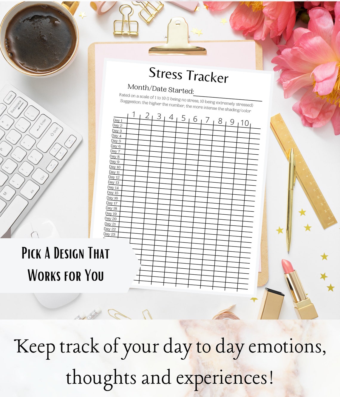 Stress Tracker monthly Stress Chart - Etsy
