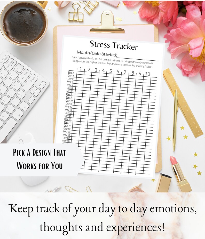 Stress Tracker monthly Stress Chart - Etsy