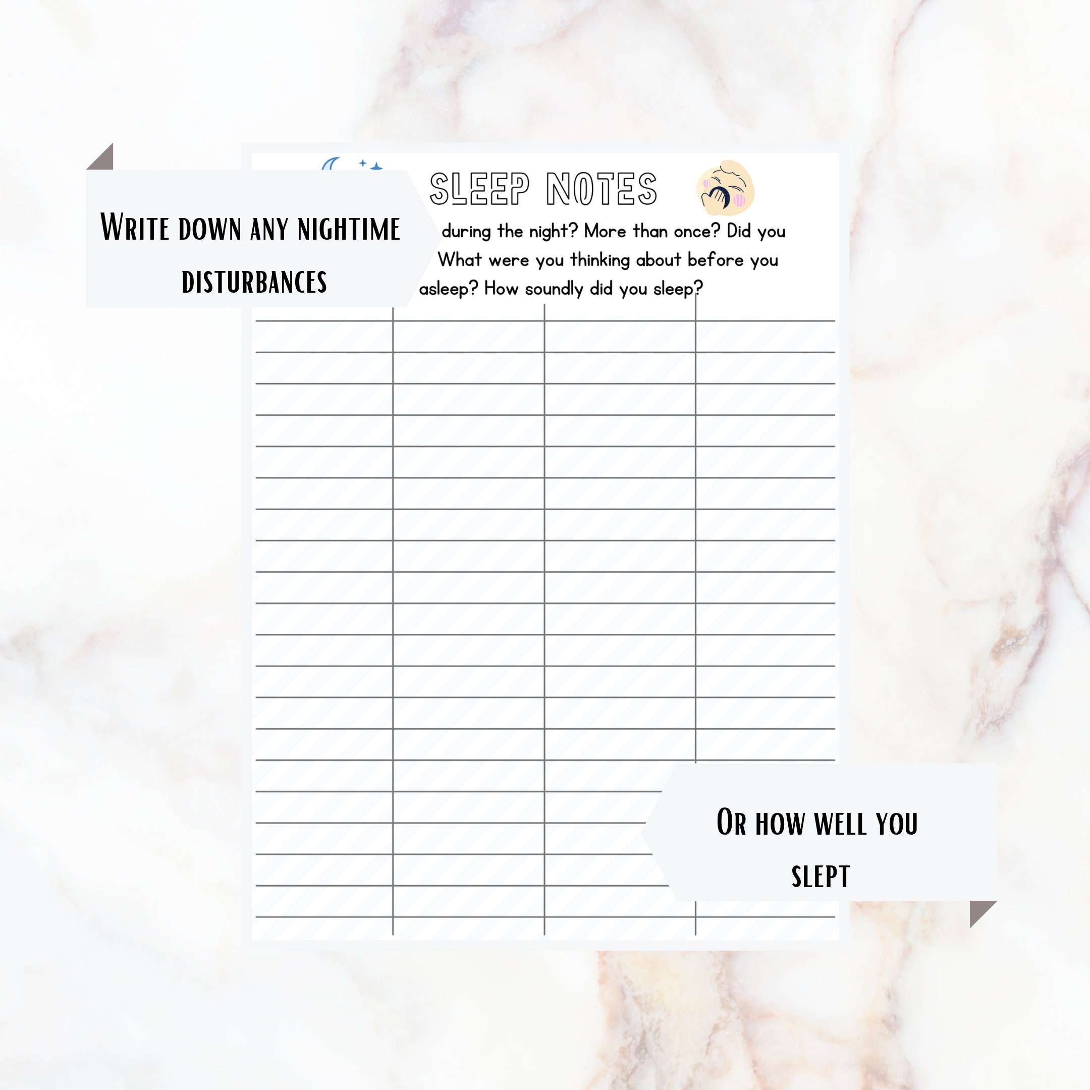 Kids Sleep Tracker, (monthly Sleep Chart) - Etsy