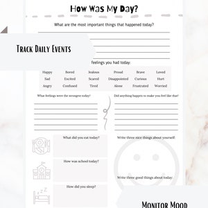 Kids Daily Check-in (mental Health Thought Organizer) - Etsy
