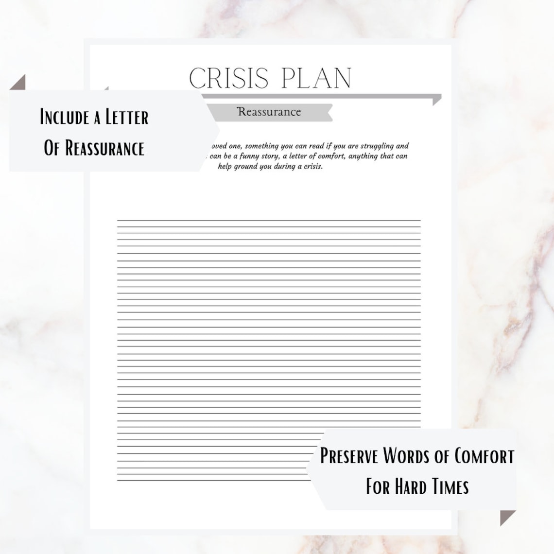 Crisis Plan Extended mental Health Crisis Planner - Etsy
