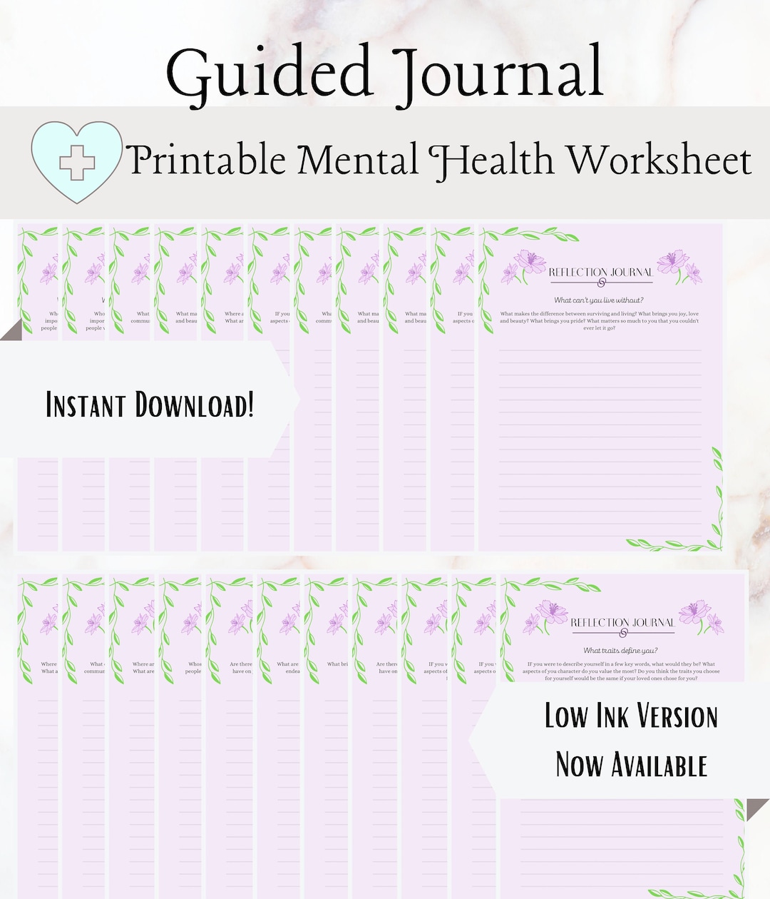Guided Self Care Reflection Journal (mental Health Printable Monthly ...