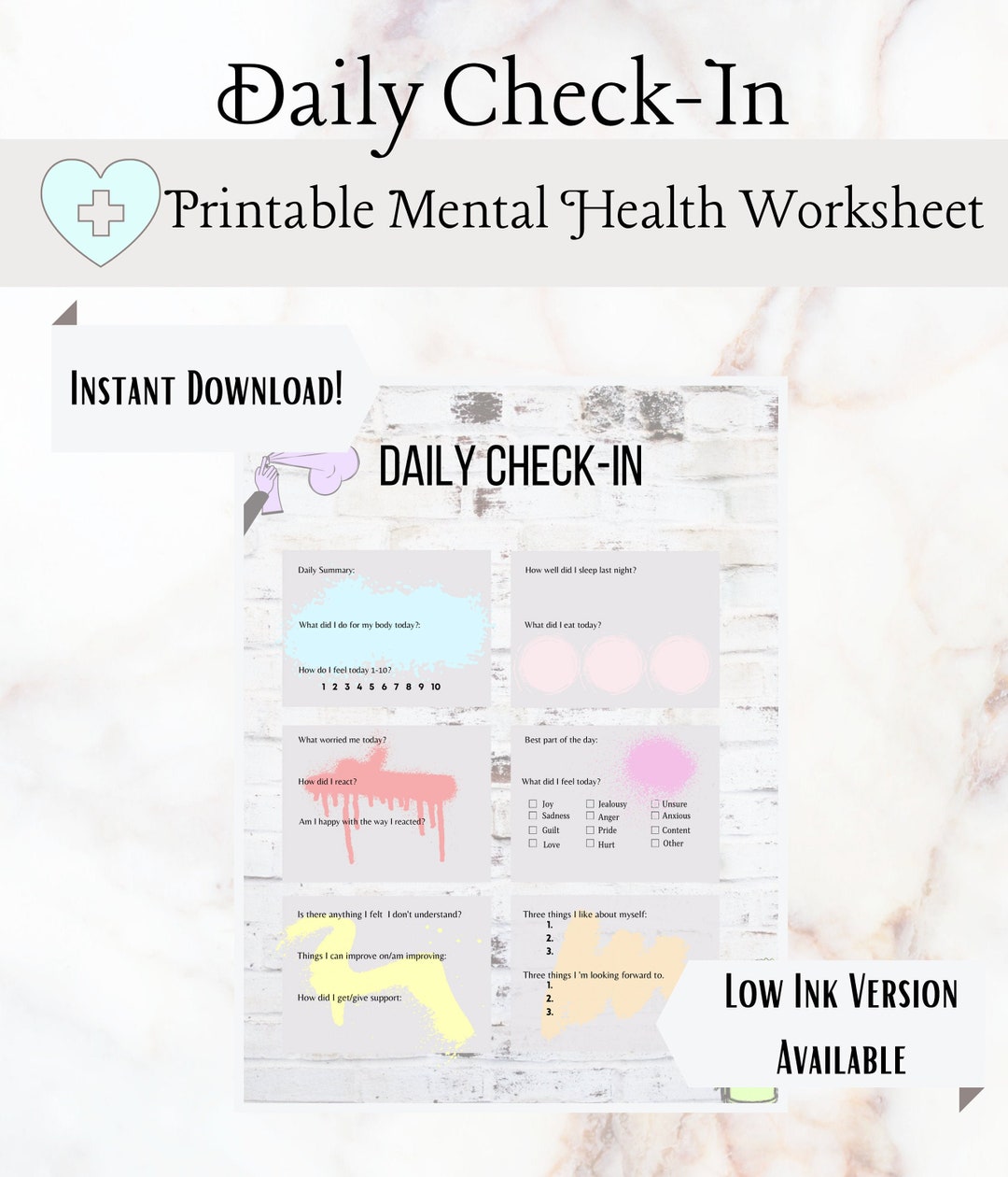 Daily Check-in (mental Health Thought Organizer) - Etsy