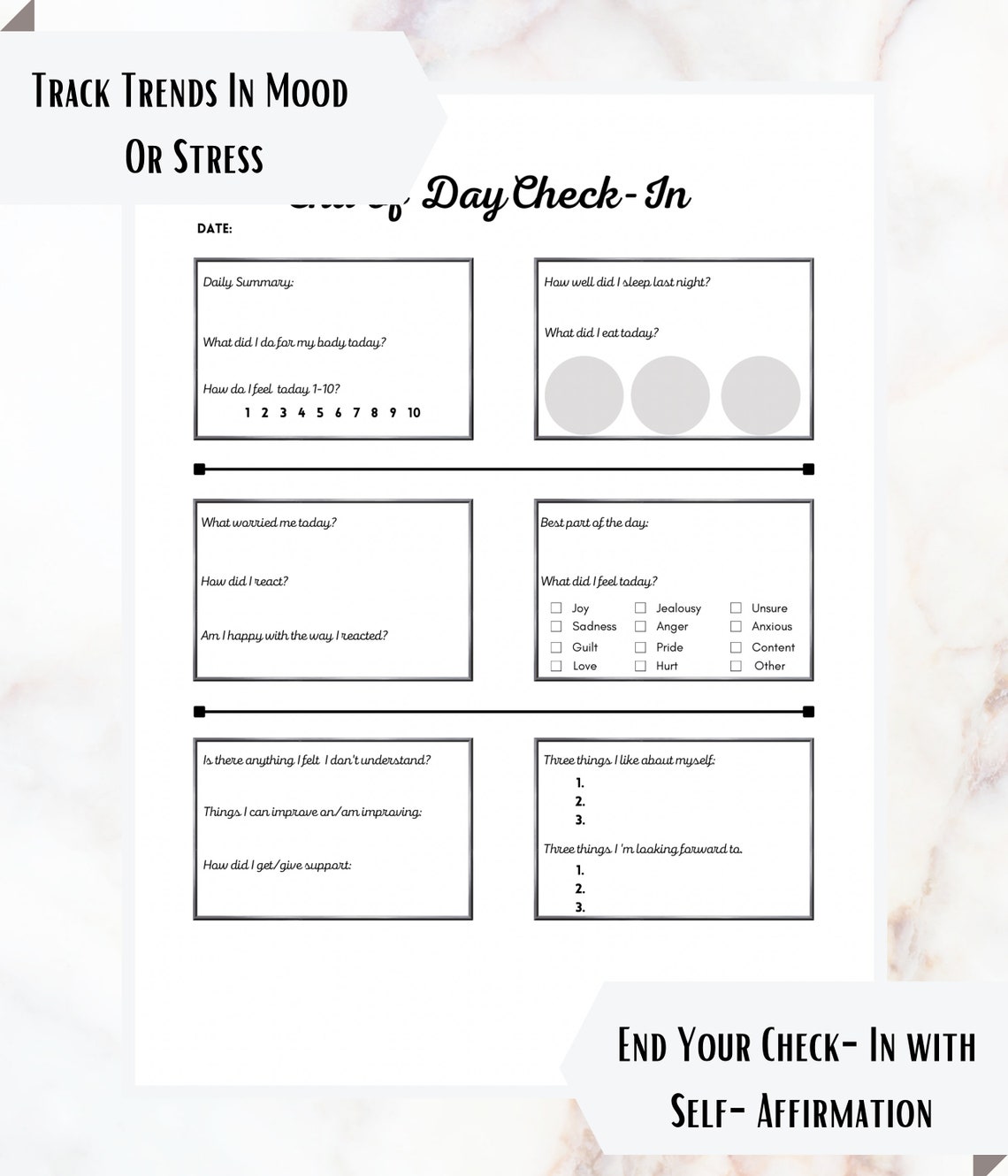 Mental Health Daily Check In - Etsy