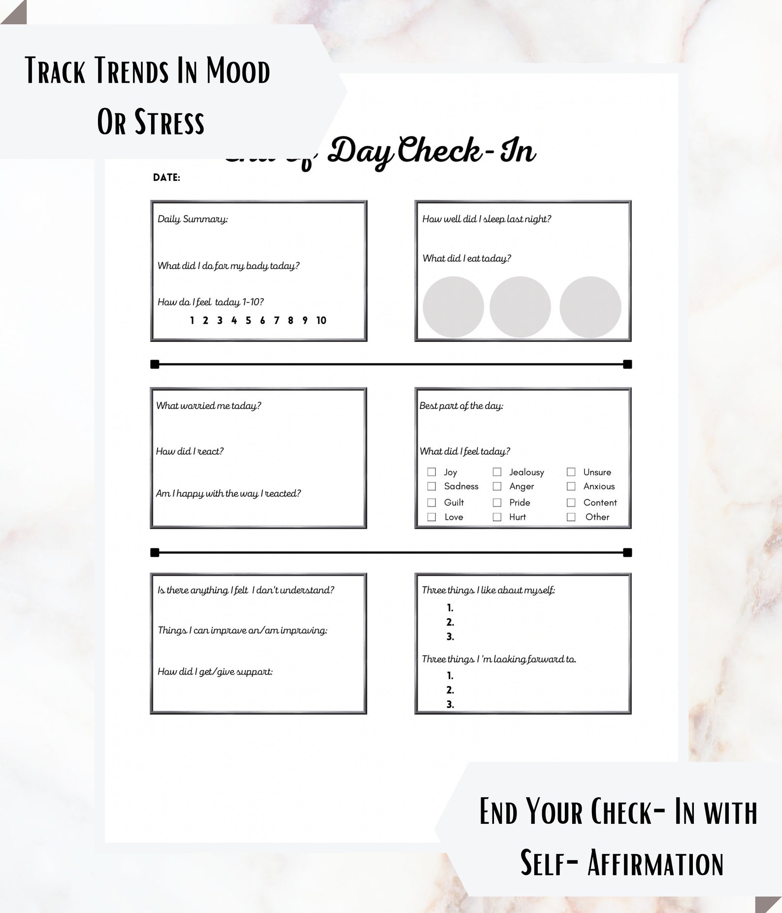 Mental Health Daily Check- In - Etsy Australia