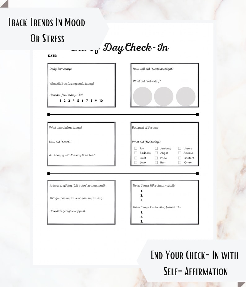 Mental Health Daily Check- In - Etsy