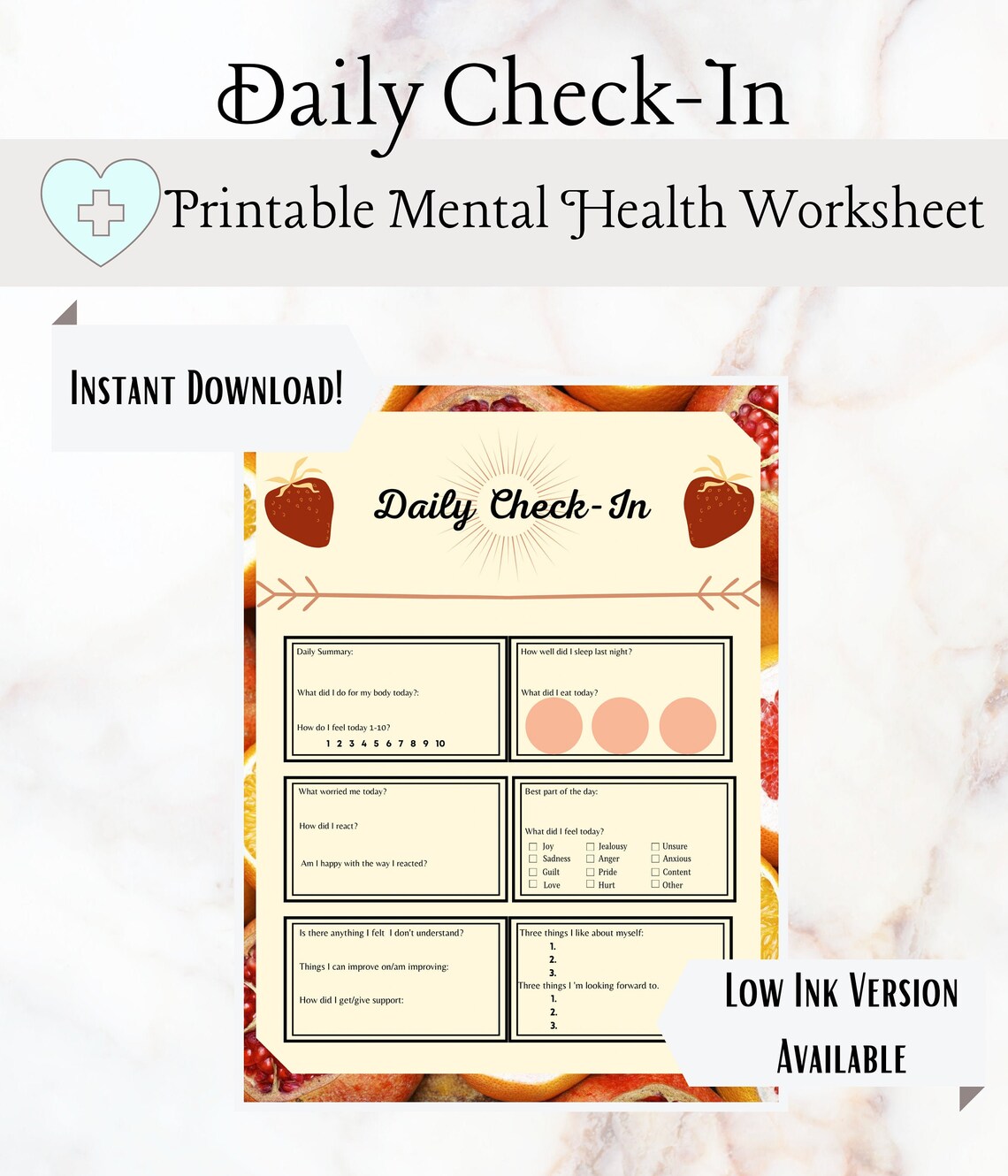 Mental Health Daily Check-in - Etsy