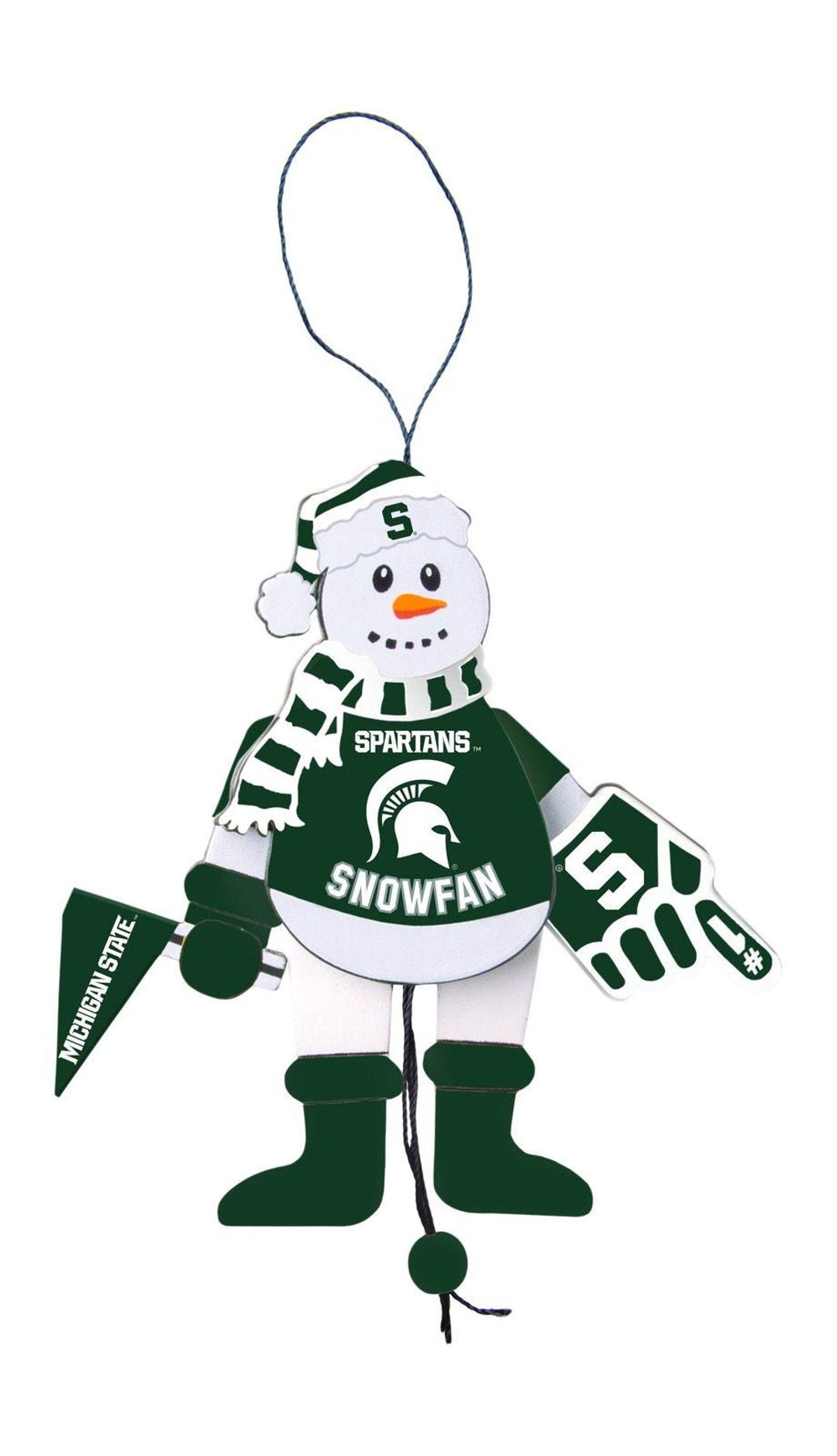 NCAA Michigan State Spartans Wooden Cheering Snowman Ornament - Etsy