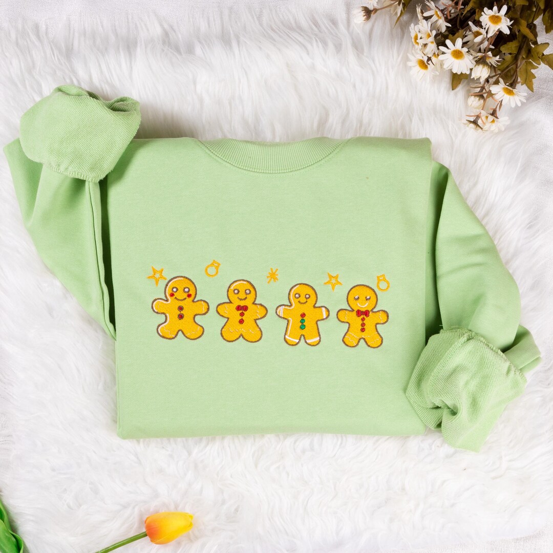 Christmas Cookie Gingerbread Embroidered Sweatshirt | Christmas ...