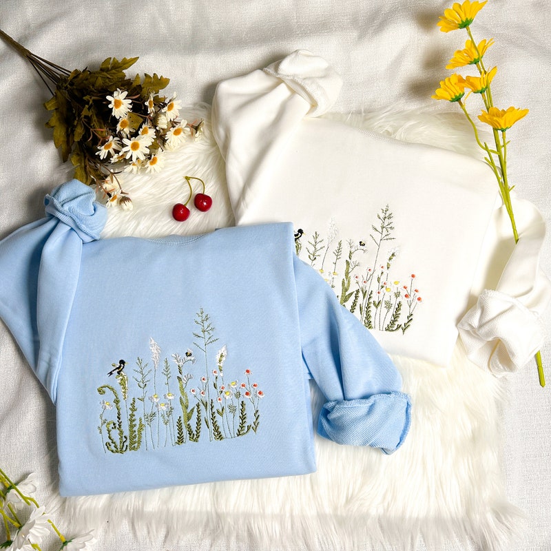 Embroidered Sweatshirt - Etsy