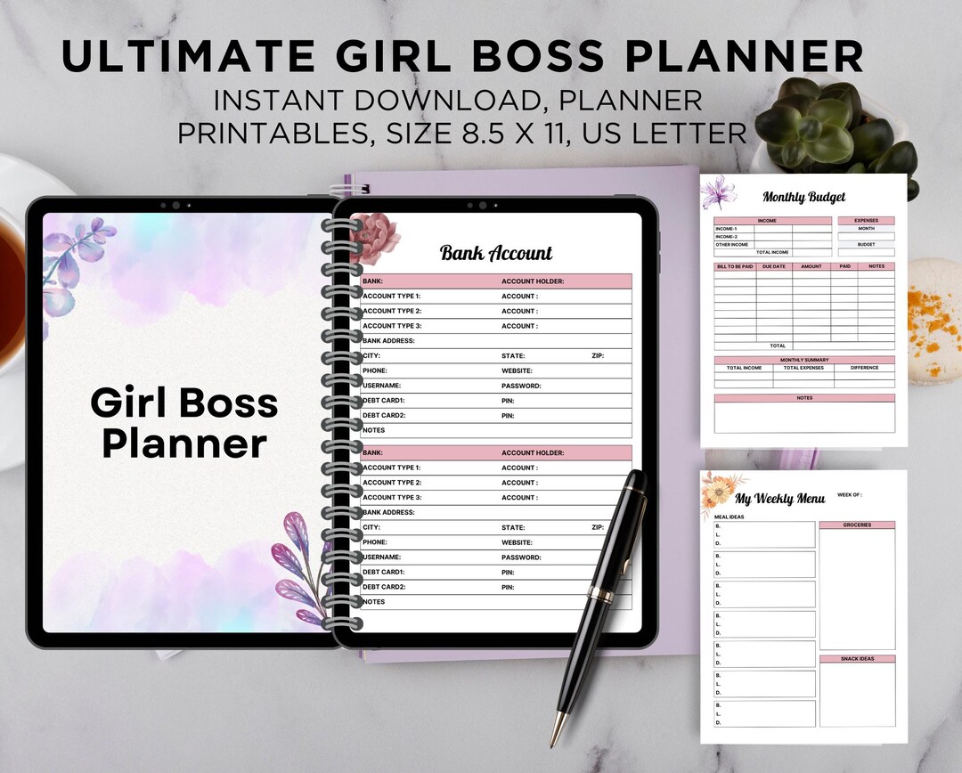 Girl Boss Planners, Girl Boss Planner Printable, Boss Babe Planner ...