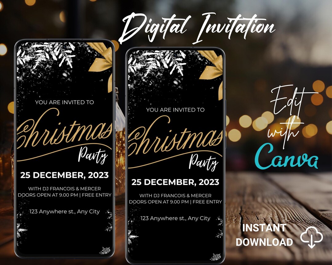 Christmas Evite Digital Christmas Birthday Invitation, Animated Winter ...