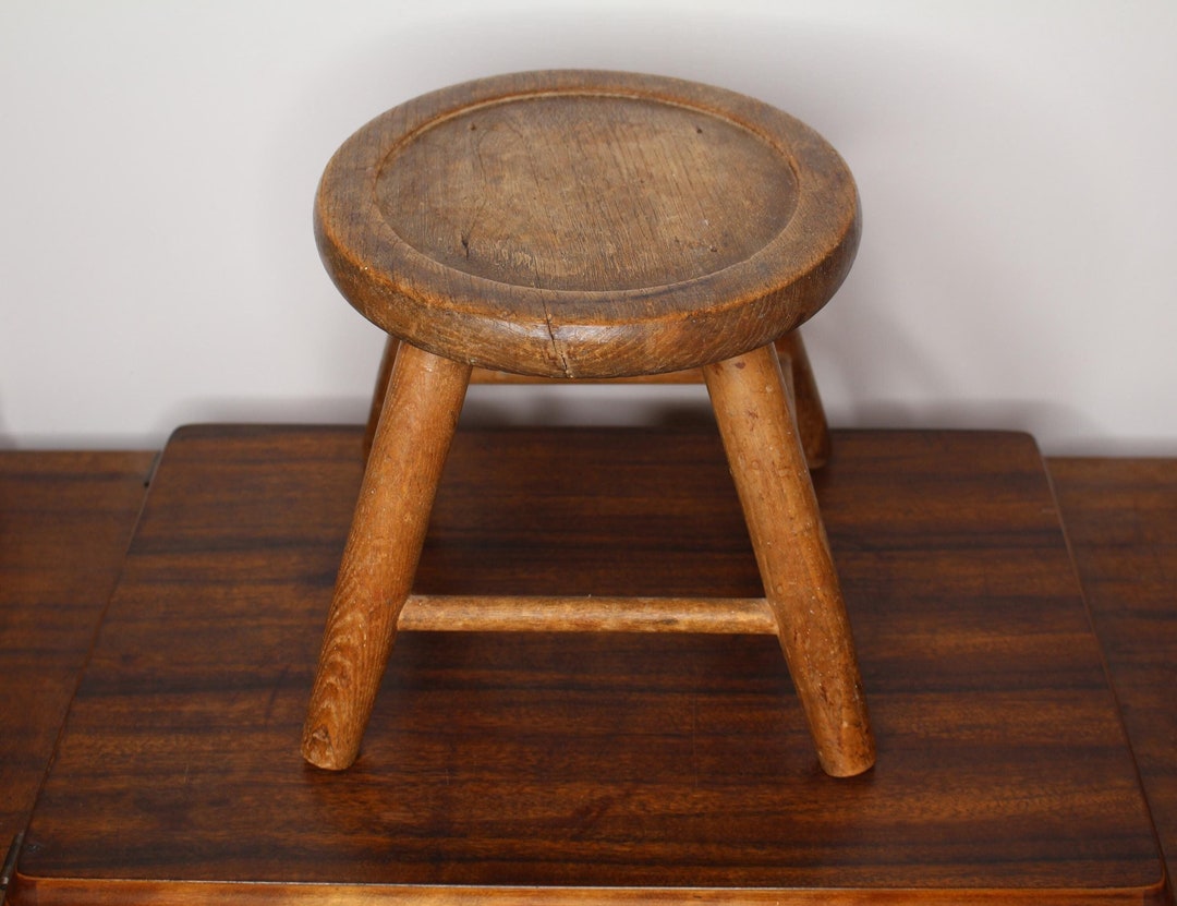 Vintage Wooden Child's Stool Chair Early Century Handmade Furniture ...