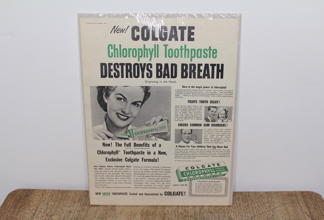 1952 Colgate Chlorophyll Green Toothpaste Advert - "destroys Bad Breath ...