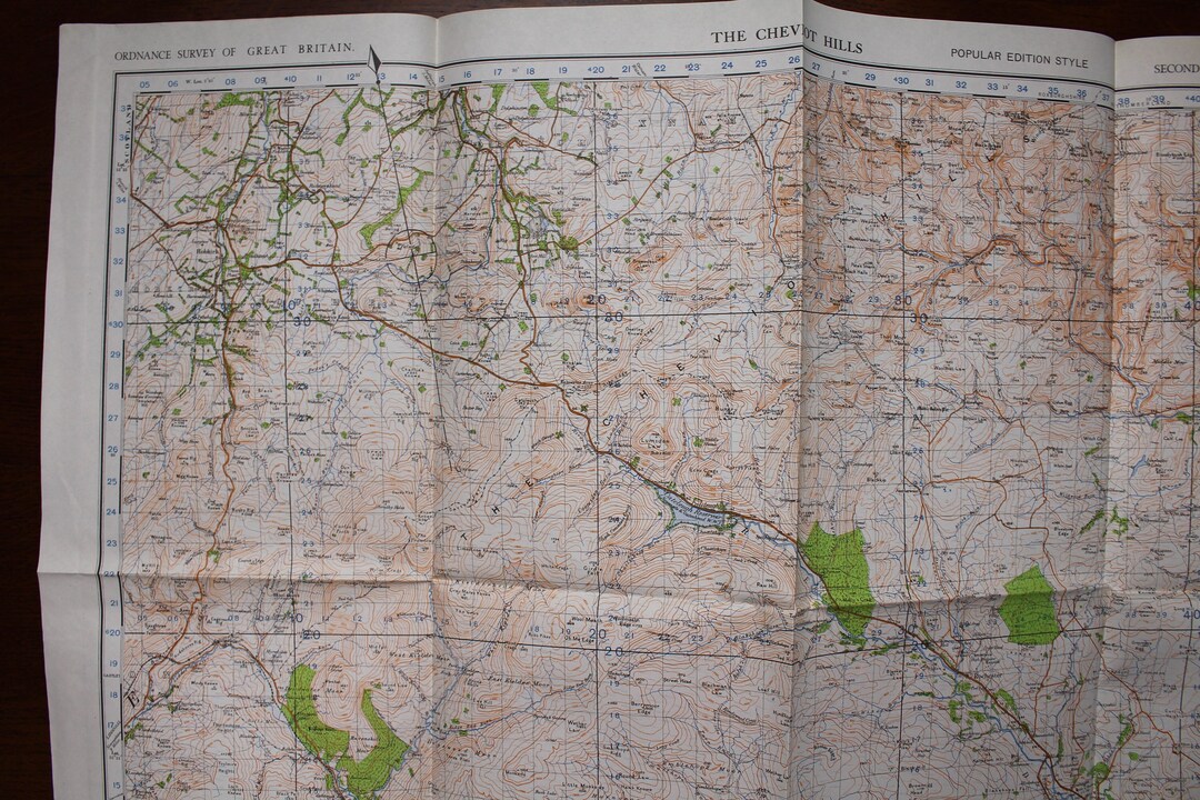 The Cheviot Hills Second War Revision 1940 Sheet Ordnance Survey Map ...