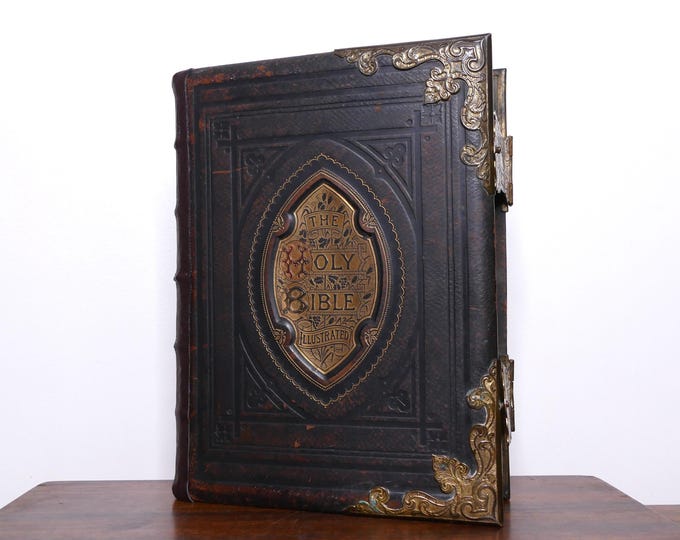 5.5kg Victorian Holy Bible C1870s Old & New Testaments, Tooled Leather ...