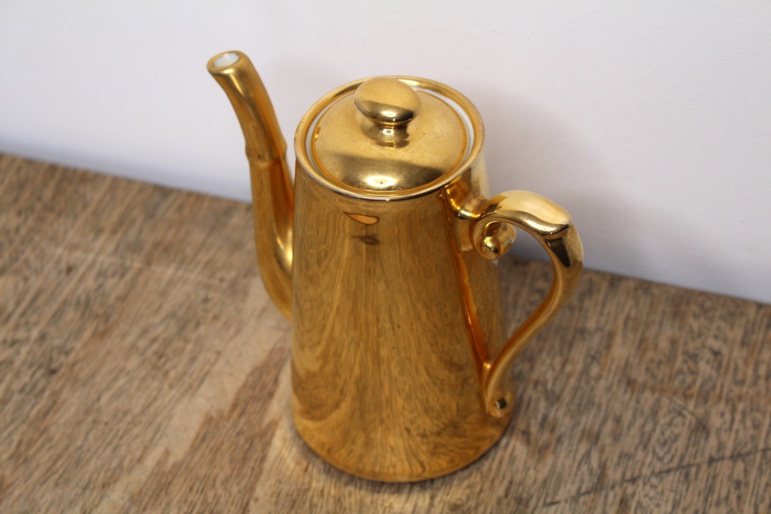 Royal Worcester Fireproof Gold Lustre Ceramic Coffee Pot - Vintage, Mid ...