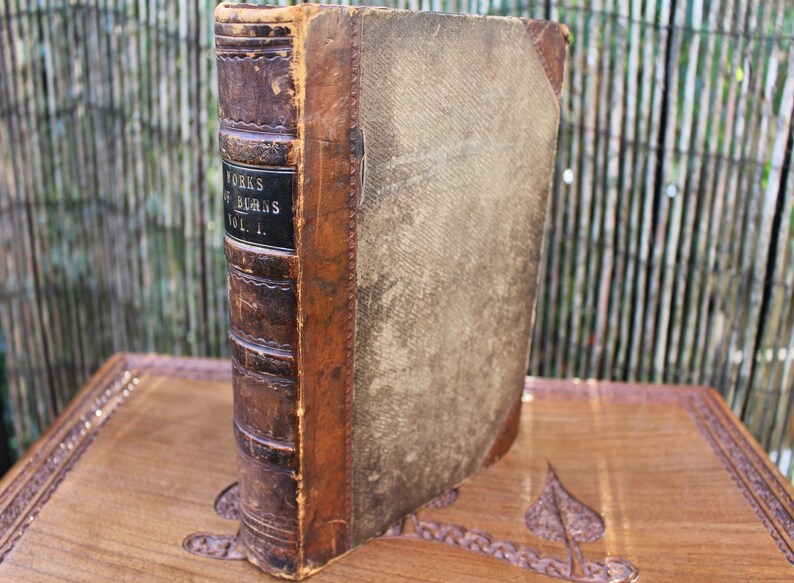 1852 the Poetical Works of Robert Burns Vol. 1 Antique Leather Hardback ...