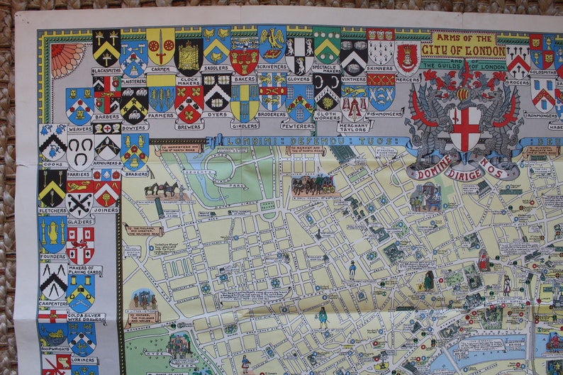 Bartholomews Historical Map of London Vintage 1960s Large Wall Map, 39 ...