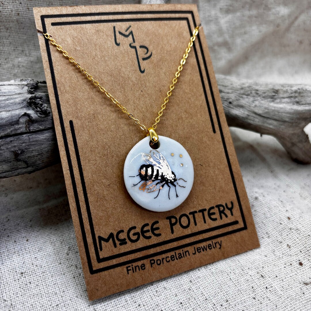 Bee Necklace, Pollinate Jewelry, Mcgee Pottery, Entomology Gift, Insect ...