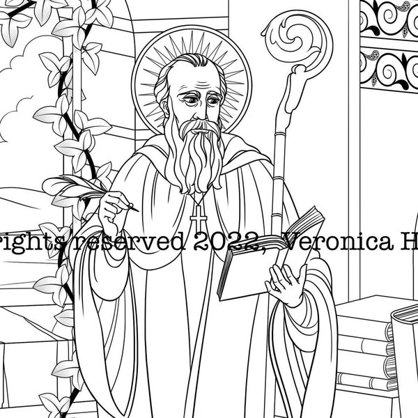 Saint Benedict Coloring Page - Etsy