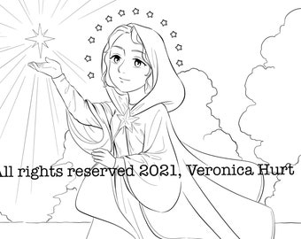 Our Lady Star of the Sea Coloring Page for Children & Adults Catholic ...