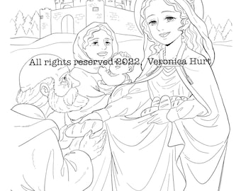 St Elizabeth of Hungary Coloring Page for Catholic Kids - Digital ...