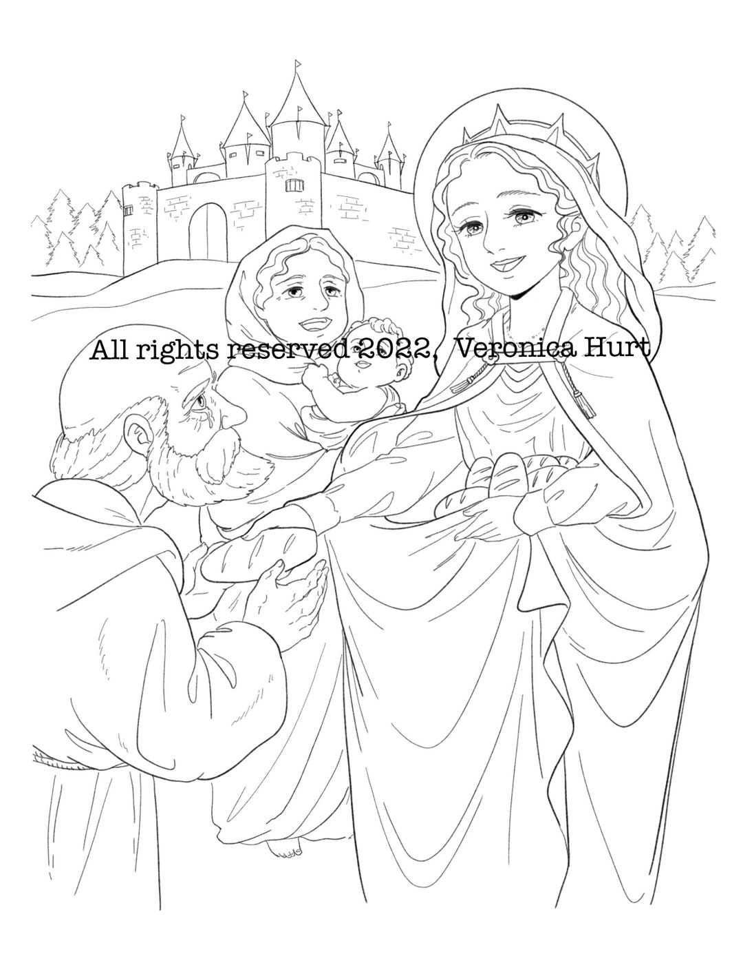 St Elizabeth of Hungary Catholic Coloring Page for Kids 6+ and Adults ...