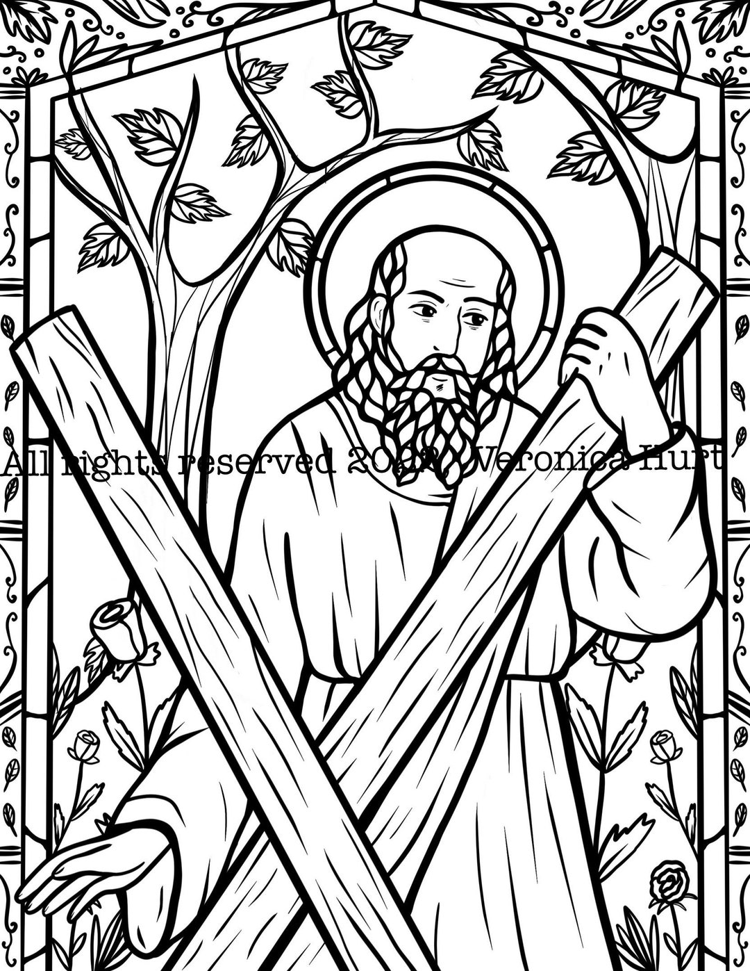 St Andrew Catholic Coloring Page Stained Glass for Kids 6+ and Adults ...